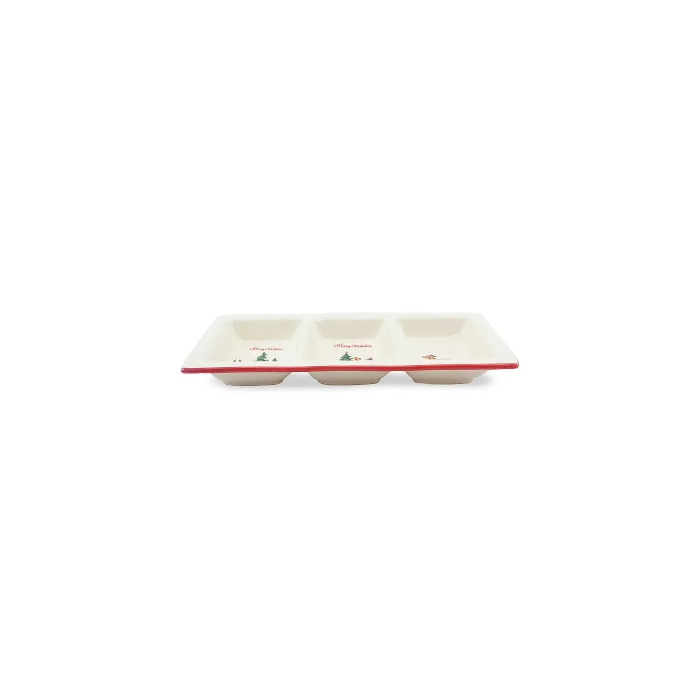 Plato Triple Navideno Rectangular de Ceramica 32 x 14 Centimetros TIPS ...