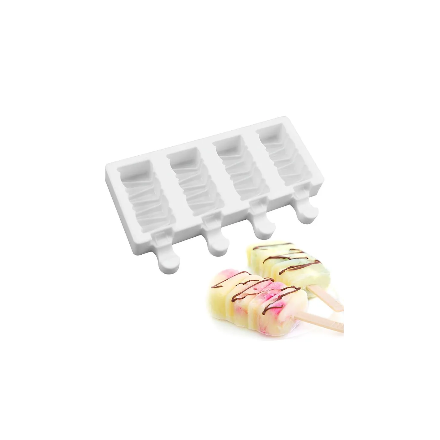 Molde de Silicon para Paletas Magnum Diseno Zig Zag de 4 Cavidades ...